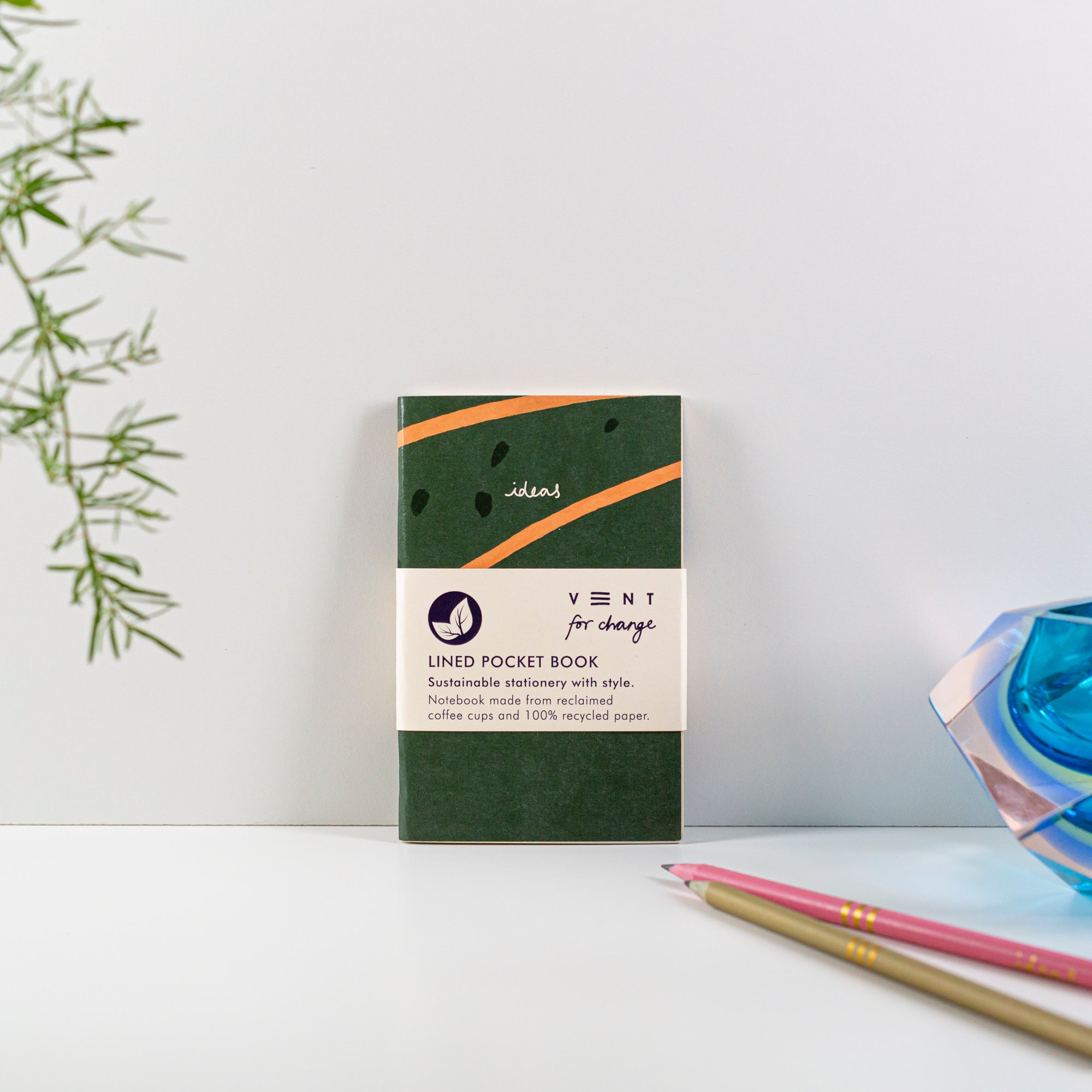 Pocket notebook "ideas" green | vent for change – in love with paper
